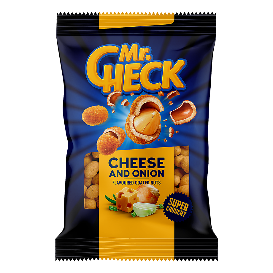 Sprø belagte peanøtter med løk og ost smalk Mr.Check, 150g - Nøtter ...