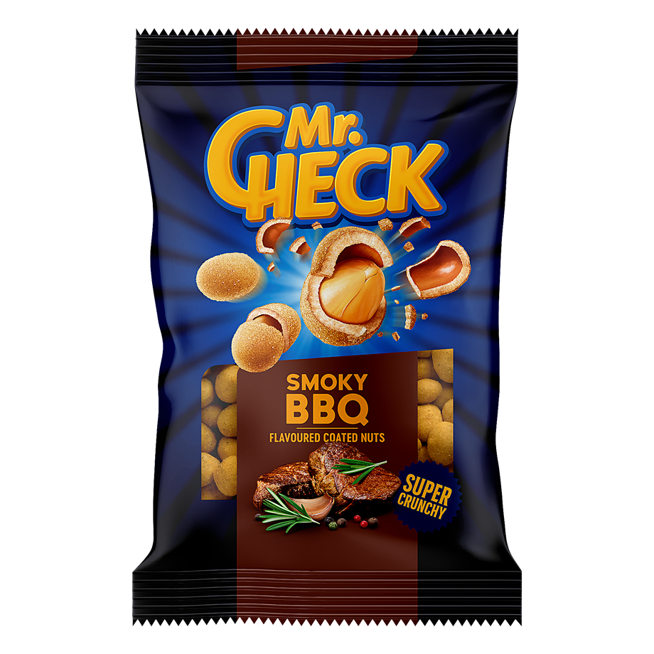 Sprø belagte peanøtter med BBQ smak Mr.Check, 150g - Nøtter/Tørket ...